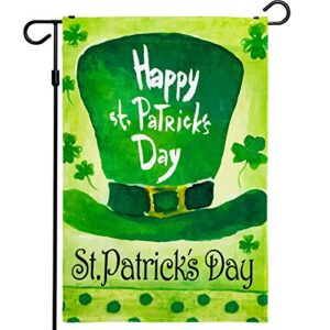 g128 – st patrick’s day garden flag, st patrick’s themed decorations – leprechaun hat, rustic holiday seasonal outdoor flag 12″ x 18″