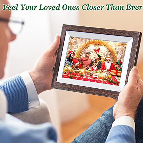 WiFi Digital Picture Frame 10.1 Inch Smart Digital Photo Frame with IPS Touch Screen HD Display, 16GB Storage Easy Setup to Share Photos or Videos Anywhere via Free Frameo APP (Brown Wood Frame)