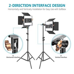 Neewer 2 Packs Advanced 2.4G 480 LED Video Light Photography Lighting Kit with Bag, Dimmable Bi-Color LED Panel with 2.4G Wireless Remote, LCD Screen and Light Stand for Portrait Product Photography