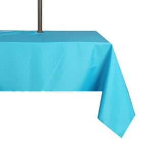 youngseahome Outdoor Tablecloth Wrinkle-Free Stain Resistant Waterproof Polyester Fabric Table Cover with Zipper Umbrella Hole for Picnic/Party/Dinner/Patio Garden(60×60inch Square,Zippered,Aqua)