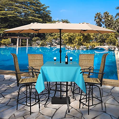 youngseahome Outdoor Tablecloth Wrinkle-Free Stain Resistant Waterproof Polyester Fabric Table Cover with Zipper Umbrella Hole for Picnic/Party/Dinner/Patio Garden(60×60inch Square,Zippered,Aqua)