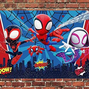 Spidey and His Amazing Friends Backdrop, Spiderman Hero Background for Kids Birthday Party Decoration, 5 x 3 ft Superhero and His Amazing Friends Photography Banner for Baby Shower (Spidey Backdrop)