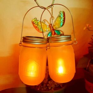 Hanging Solar Flame Torch Lights,8 Pack Flickering Flame Mason Jar Lights for Outdoor Patio Party Garden Wedding Decor Solar Lantern Lights(Mason Jars/Handles Included)