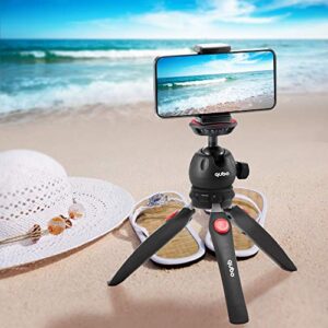 qubo Mini Tripod for Camera and Phone - Tabletop Small Phone Tripod Mount for GoPro iPhone / Cell Phones Webcam Projector Compact DSLR - Hand Desktop Camera Tripod Stand Table