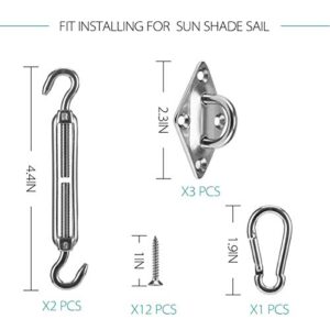 30 Pcs Sun Shade Hardware Kit for Rectangle Triangle Shade Sail - Retractable 4.45'' to 7'' 304 Marine Grade Stainless Steel Sun Shade Sail Installation Replacement in Outdoor Patio Lawn Garden