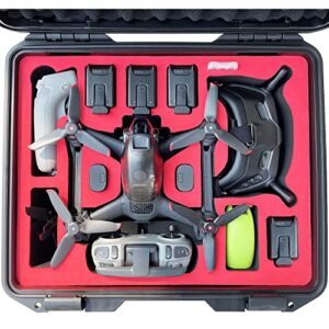 judunmsk drone waterproof hard case for dji fpv case, large-capacity carrying case without disassembling the propeller, compatible with arm bracers accessories(not include arm bracers and drone)