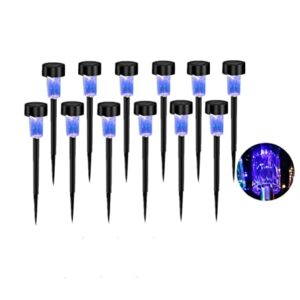 NEWOTE 12PCS Blue LED Outdoor Plastics Garden Solar Powered Landscape Light Lamp Patio Lawn Decoration Lights (Blue)