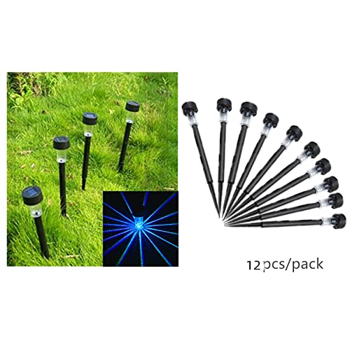 NEWOTE 12PCS Blue LED Outdoor Plastics Garden Solar Powered Landscape Light Lamp Patio Lawn Decoration Lights (Blue)