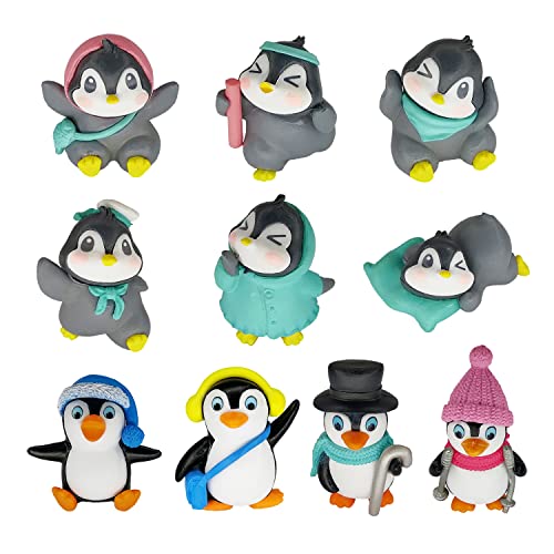 JKanruh 10 Pcs Mini Animals Miniature Penguin ,Cute Penguins Fairy Garden Moss Landscape Ornaments for Outdoor Decoration,Home Décor,DIY Garden,Christmas Ornaments