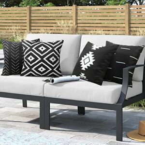 adabana set of 4 outdoor waterproof throw pillow covers 18×18 decorative pillows case for patio furniture garden(black-boho)