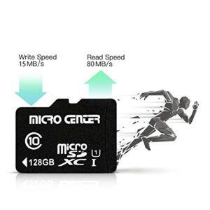 Micro Center 128GB Class 10 MicroSDXC Flash Memory Card with Adapter for Mobile Device Storage Phone, Tablet, Drone & Full HD Video Recording - 80MB/s UHS-I, C10, U1 (2 Pack)