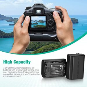 FirstPower NP-FZ100 Battery 2-Pack and Dual USB Charger Compatible with Sony Alpha A7 III, A7 IV, A7R III, A7R IV, A7S III, A6600, A7C, FX3, A1, A9, A9II, A9R, A9S, A7R3 Camera