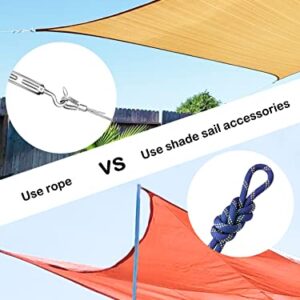 FSHIHINE Shade Sail Hardware Kit with Cable Wire 66FT, Stainless Steel Sun Shade Sail Installation Kit , Turnbuckles Eye Hook Kit for Garden Triangle and Square, Rectangle, Awning, Outdoor Patio Lawn