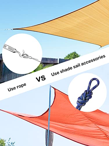 FSHIHINE Shade Sail Hardware Kit with Cable Wire 66FT, Stainless Steel Sun Shade Sail Installation Kit , Turnbuckles Eye Hook Kit for Garden Triangle and Square, Rectangle, Awning, Outdoor Patio Lawn