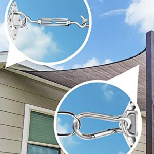 FSHIHINE Shade Sail Hardware Kit with Cable Wire 66FT, Stainless Steel Sun Shade Sail Installation Kit , Turnbuckles Eye Hook Kit for Garden Triangle and Square, Rectangle, Awning, Outdoor Patio Lawn