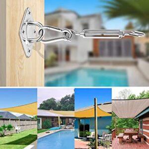 FSHIHINE Shade Sail Hardware Kit with Cable Wire 66FT, Stainless Steel Sun Shade Sail Installation Kit , Turnbuckles Eye Hook Kit for Garden Triangle and Square, Rectangle, Awning, Outdoor Patio Lawn