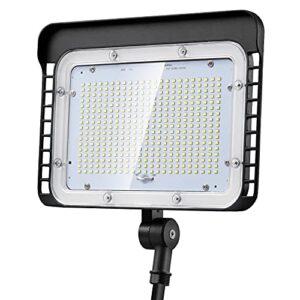 serwing led flood light 100w dusk to dawn led flood light outdoors with knuckle mount, ip66 waterproof led flood lights for garden, yard, playground, basketball court