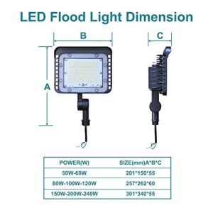 SERWING Led Flood Light 100W Dusk to Dawn LED Flood Light Outdoors with Knuckle Mount, IP66 Waterproof LED Flood Lights for Garden, Yard, Playground, Basketball Court