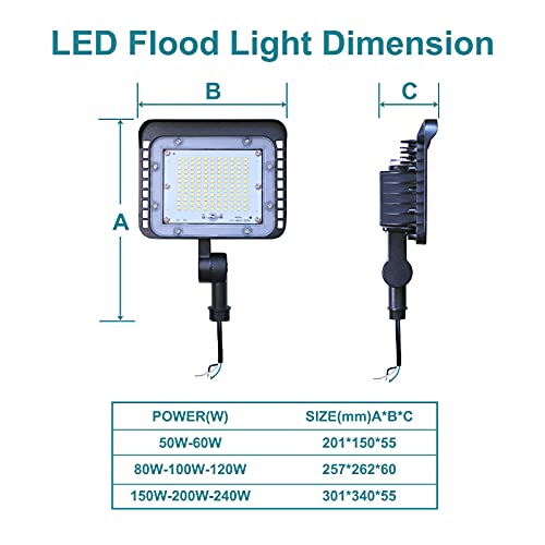 SERWING Led Flood Light 100W Dusk to Dawn LED Flood Light Outdoors with Knuckle Mount, IP66 Waterproof LED Flood Lights for Garden, Yard, Playground, Basketball Court