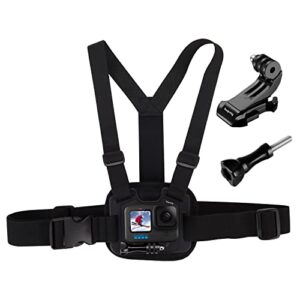 suptig chest mount, adjustable chest strap, breathable material compatible for gopro hero 11 hero 10 hero 9 hero 8 hero 7 hero 5 hero 4 hero 3, akaso, dji osmo and more action cameras (black)