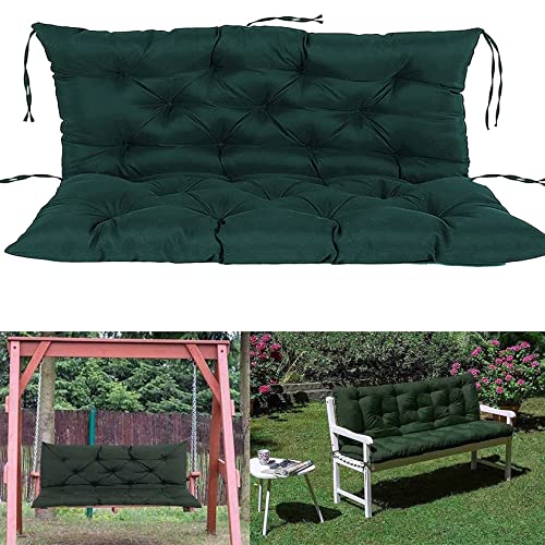 Swing Replacement Cushions 3 Seat, Bench Cushion for Outdoor Furniture Waterproof Thick Porch Swing Cushions with Backrest & Ties for Garden Patio, 60in*40in(Dark Green)