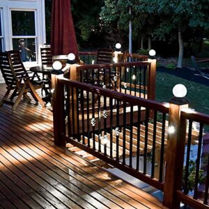 POWGDLT Solar Post Cap Lights Outdoor - Waterproof LED Fence Post Solar Lights for 3.5x3.5/4x4/5x5 Wood Posts in Patio, Deck or Garden Decoration Cool Light 4 Pack………