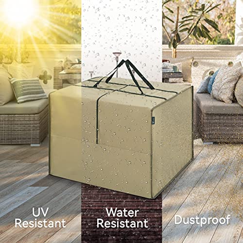 SORARA Square Cushion Cover Storage Bag, Outdoor Protective Zippered Patio Furniture Cover, Garden Furniture Cushion Carrying Bag with Handle, Water Resistant, 32''L x 32''W x 24''H,Brown