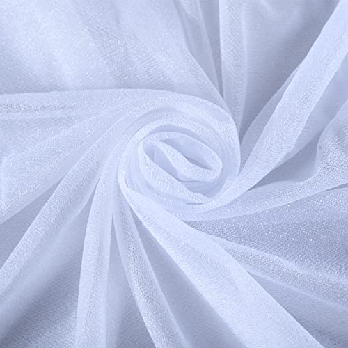 PARTISKY Wedding Arch Draping Fabric, 1 Panel 28" x 19Ft White Wedding Arch Drapes Sheer Backdrop Curtain for Wedding Ceremony Party Ceiling Decor