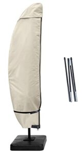 porch shield patio umbrella cover – outdoor waterproof garden offset banana parasol cover fits cantilever offset umbrella 12-14 feet, beige