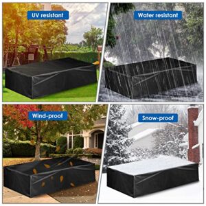 ANKIBER Patio Furniture Set Covers Waterproof , 600D Outdoor Rectangular Anti-UV Sofa Loveseat Couch Covers, Black Heavy Duty Chair Table Protection Covers (124"X71"X29")