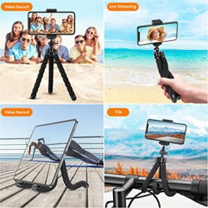 Xabupar Phone Tripod, Flexible Cell Phone Tripod Stand with Wireless Remote, Portable Mini Travel Tripod Stand, Compatible with iPhone, Android, GoPro (Black)