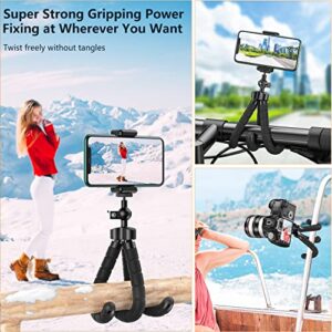 Xabupar Phone Tripod, Flexible Cell Phone Tripod Stand with Wireless Remote, Portable Mini Travel Tripod Stand, Compatible with iPhone, Android, GoPro (Black)