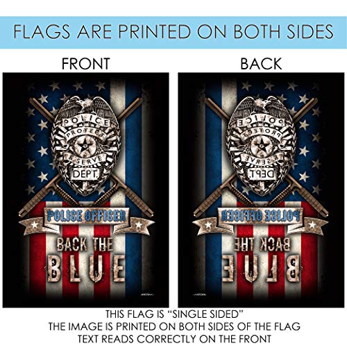 Toland Home Garden 1112390 Back The Blue Police Flag 12x18 Inch Double Sided Police Garden Flag for Outdoor House Patriotic Flag Yard Decoration