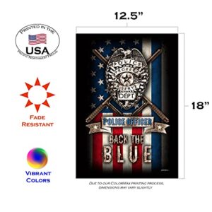 Toland Home Garden 1112390 Back The Blue Police Flag 12x18 Inch Double Sided Police Garden Flag for Outdoor House Patriotic Flag Yard Decoration