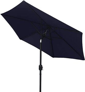 heng feng 7.5ft patio umbrella outdoor market table umbrella with push button tilt and crank, 6 sturdy ribs for garden, lawn, backyard, pool, navy blue