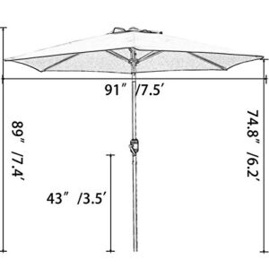 HENG FENG 7.5FT Patio Umbrella Outdoor Market Table Umbrella with Push Button Tilt and Crank, 6 Sturdy Ribs for Garden, Lawn, Backyard, Pool, Navy blue