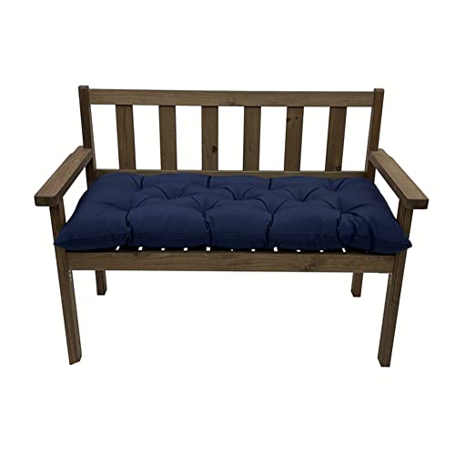 Outdoor/Indoor Waterproof Bench Cushion,Non-Slip Bench Pads with Ties Swing Chair Tatami Cushion,Bench Cushions for Patio Backyard Porch Garden Wicker Loveseat Furniture (47.2*19.7inch, navy blue)