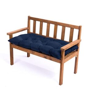 Outdoor/Indoor Waterproof Bench Cushion,Non-Slip Bench Pads with Ties Swing Chair Tatami Cushion,Bench Cushions for Patio Backyard Porch Garden Wicker Loveseat Furniture (47.2*19.7inch, navy blue)