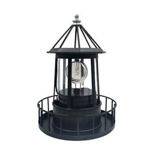 stepok solar powered lighthouse 360 degree rotating led beacon light outdoor waterproof decorative light for garden lawn patio yard