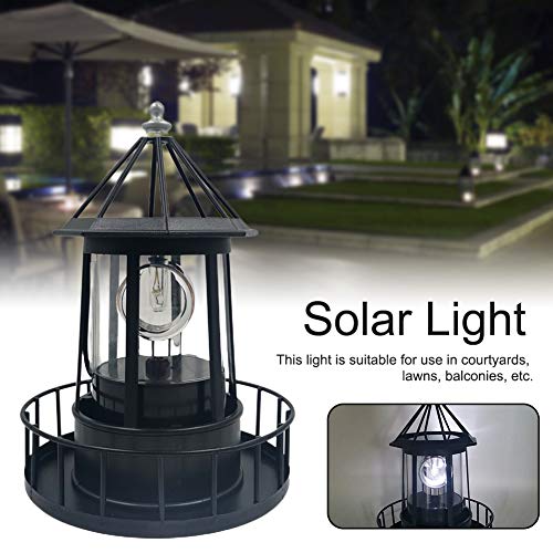 StepOK Solar Powered Lighthouse 360 Degree Rotating LED Beacon Light Outdoor Waterproof Decorative Light for Garden Lawn Patio Yard