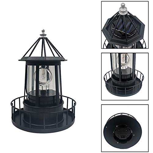 StepOK Solar Powered Lighthouse 360 Degree Rotating LED Beacon Light Outdoor Waterproof Decorative Light for Garden Lawn Patio Yard