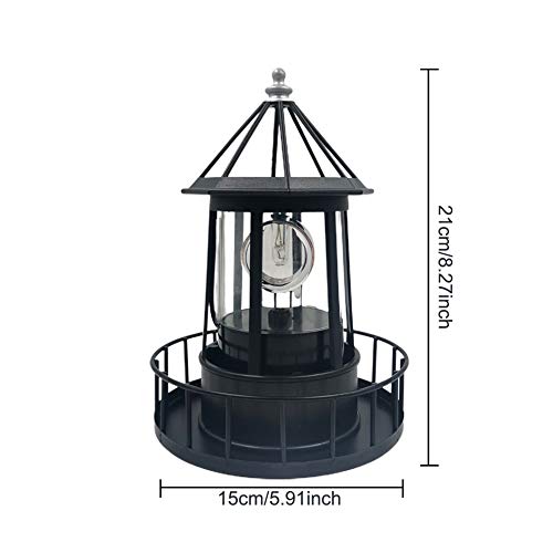 StepOK Solar Powered Lighthouse 360 Degree Rotating LED Beacon Light Outdoor Waterproof Decorative Light for Garden Lawn Patio Yard