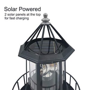 StepOK Solar Powered Lighthouse 360 Degree Rotating LED Beacon Light Outdoor Waterproof Decorative Light for Garden Lawn Patio Yard