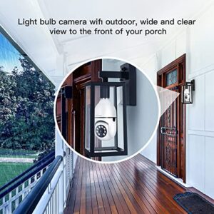 Jennov 3MP/2K Light Bulb Security Camera Wireless Outdoor, 2.4GHz Light Socket Security Camera, 360° Indoor WiFi Home Lightbulb Surveillance Camera Motion Detection, Color Night Vision, Two Way Talk