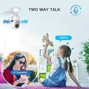 Jennov 3MP/2K Light Bulb Security Camera Wireless Outdoor, 2.4GHz Light Socket Security Camera, 360° Indoor WiFi Home Lightbulb Surveillance Camera Motion Detection, Color Night Vision, Two Way Talk