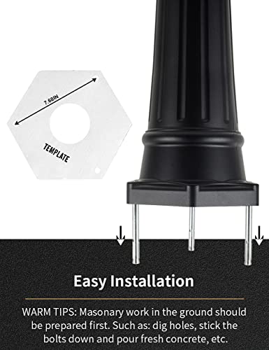 CMRCOZIRA Triple-Head Street Light with Outlet, Nautical Style Outdoor Post Light, IP65 Outdoor Lamp Post Lights with Clear Seeded Glass, Outdoor Street Light Matte Black for Street, Garden, Driveway