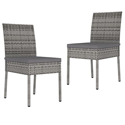 Patio Dining Chairs 2 pcs,Wicker Outdoor Chair,Dining Chair,Outdoor Furniture,for Outdoor,Patio,Garden,Backyard,Porch Seat,Poly Rattan Gray