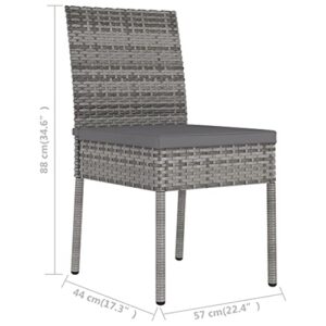 Patio Dining Chairs 2 pcs,Wicker Outdoor Chair,Dining Chair,Outdoor Furniture,for Outdoor,Patio,Garden,Backyard,Porch Seat,Poly Rattan Gray