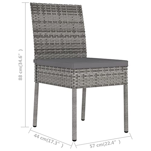 Patio Dining Chairs 2 pcs,Wicker Outdoor Chair,Dining Chair,Outdoor Furniture,for Outdoor,Patio,Garden,Backyard,Porch Seat,Poly Rattan Gray