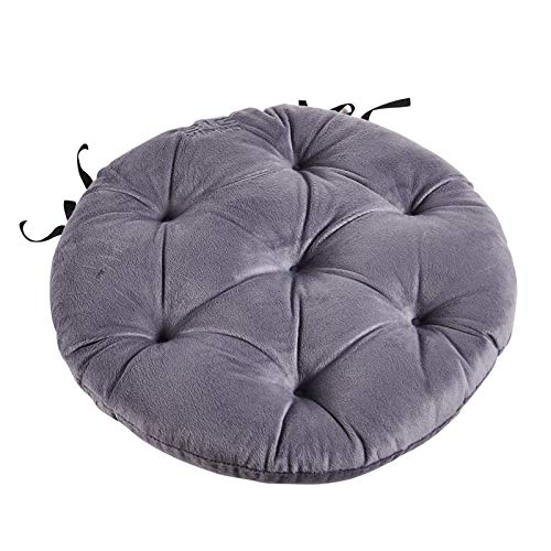 Big Hippo Chair Pads with Ties, Soft 17-Inch Round Thicken Chair Pads Seat Cushion Pillow for Garden Patio Home Kitchen Office or Car Sitting(Grey)